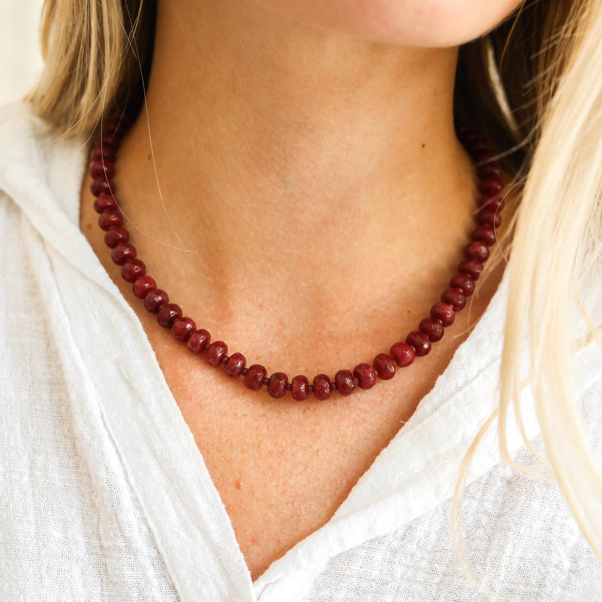Gem + Mini Bead Necklace: Maroon – The Worthy Co
