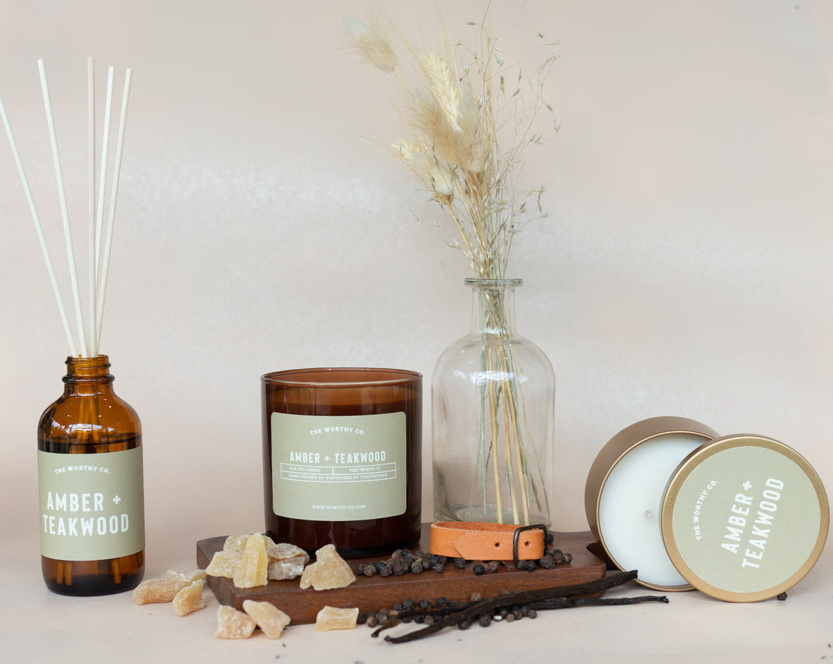 Ember Gift Set: Amber + Teakwood – The Worthy Co